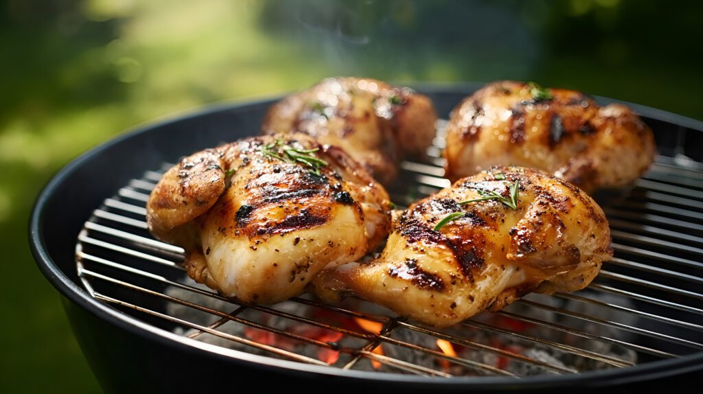 Indulge In Tender Barbecue Chicken Halves Smoked Over Hickory ...
